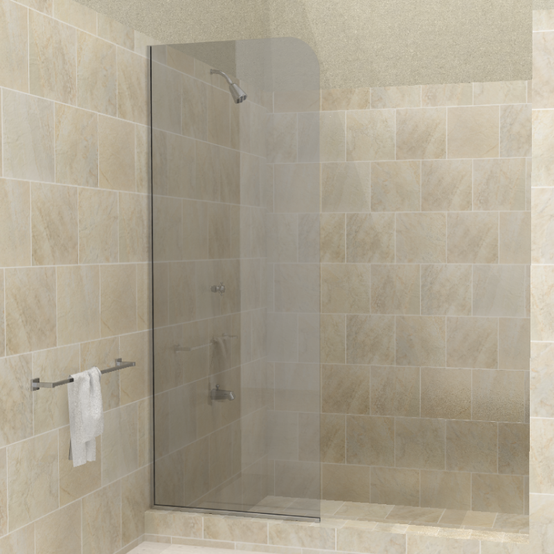Glacier 10mm 6' Tall 2' 6" Wide Clear Tempered Glass Panel w Rounded ...