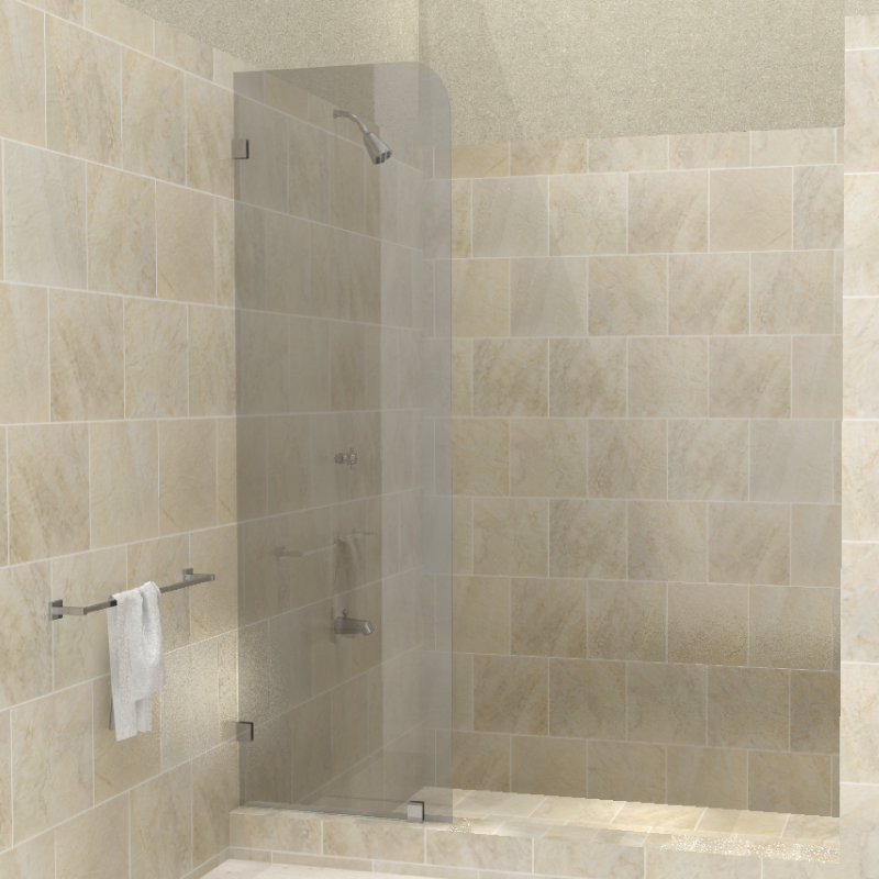 Glacier 10mm 6’ 6” Tall 2’ Wide Clear Tempered Glass Panel w Rounded ...
