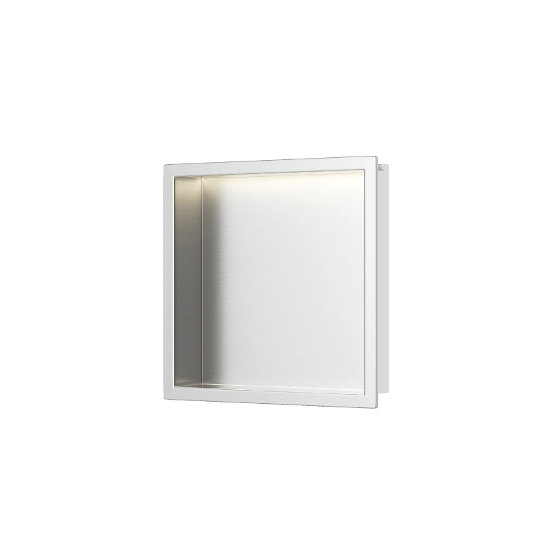 Milano Shower Niche in Brushed Finish with LED Light - Stainless Steel ...
